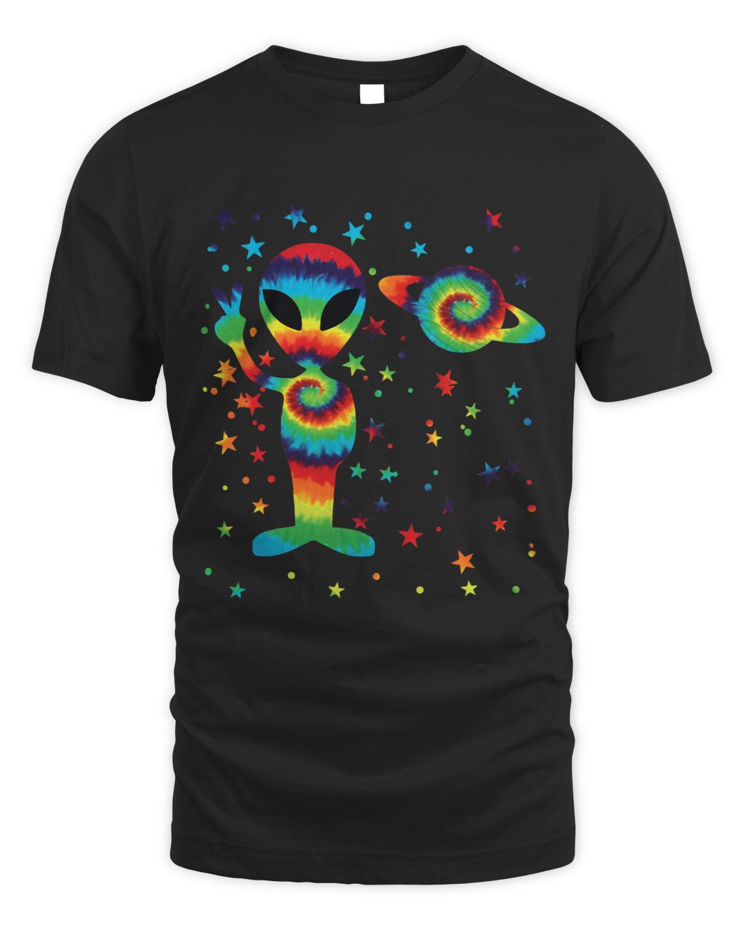Aliens Vintage Retro 1970s Tie Dye Alien Peace Shirt Unisex Standard T ...